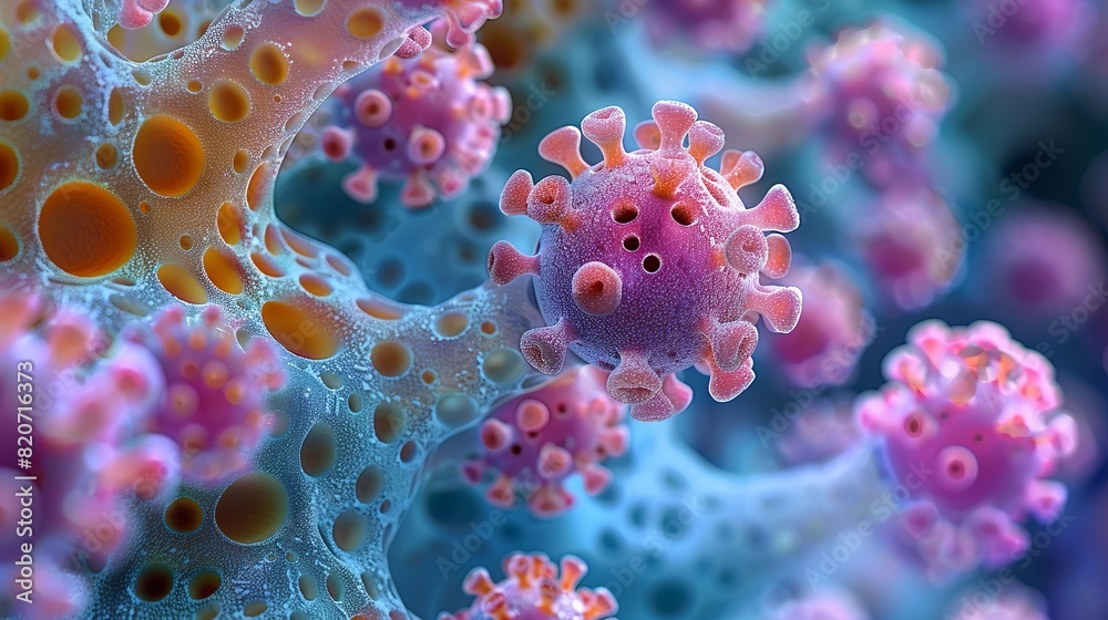 Science microscopic background, Detailed image of bacteria colonies in ...