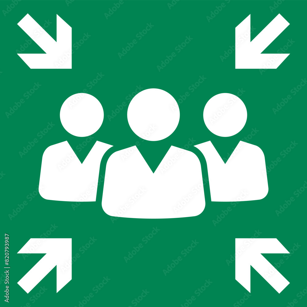 Emergency evacuation assembly point sign. Assembly point icon. Safety ...