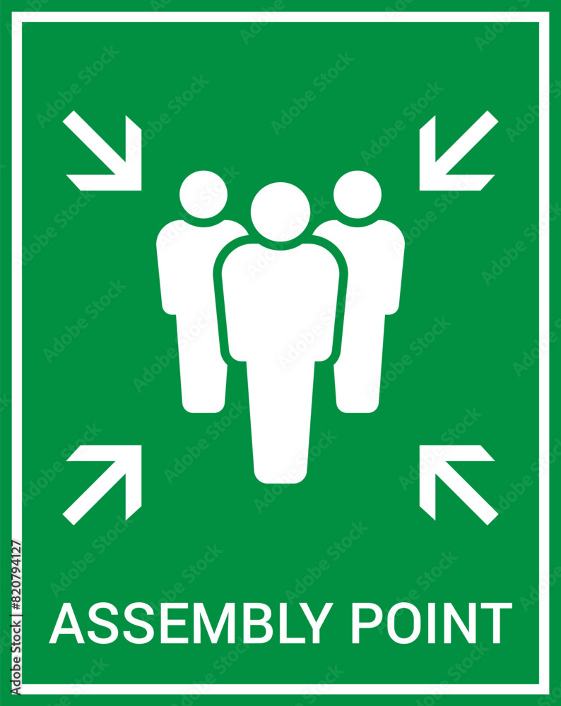 Emergency evacuation assembly point sign. Assembly point icon. Safety ...