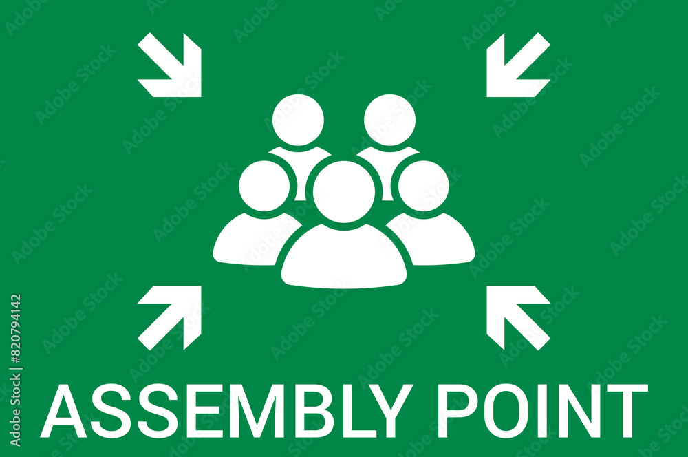 Emergency evacuation assembly point sign. Assembly point icon. Safety ...