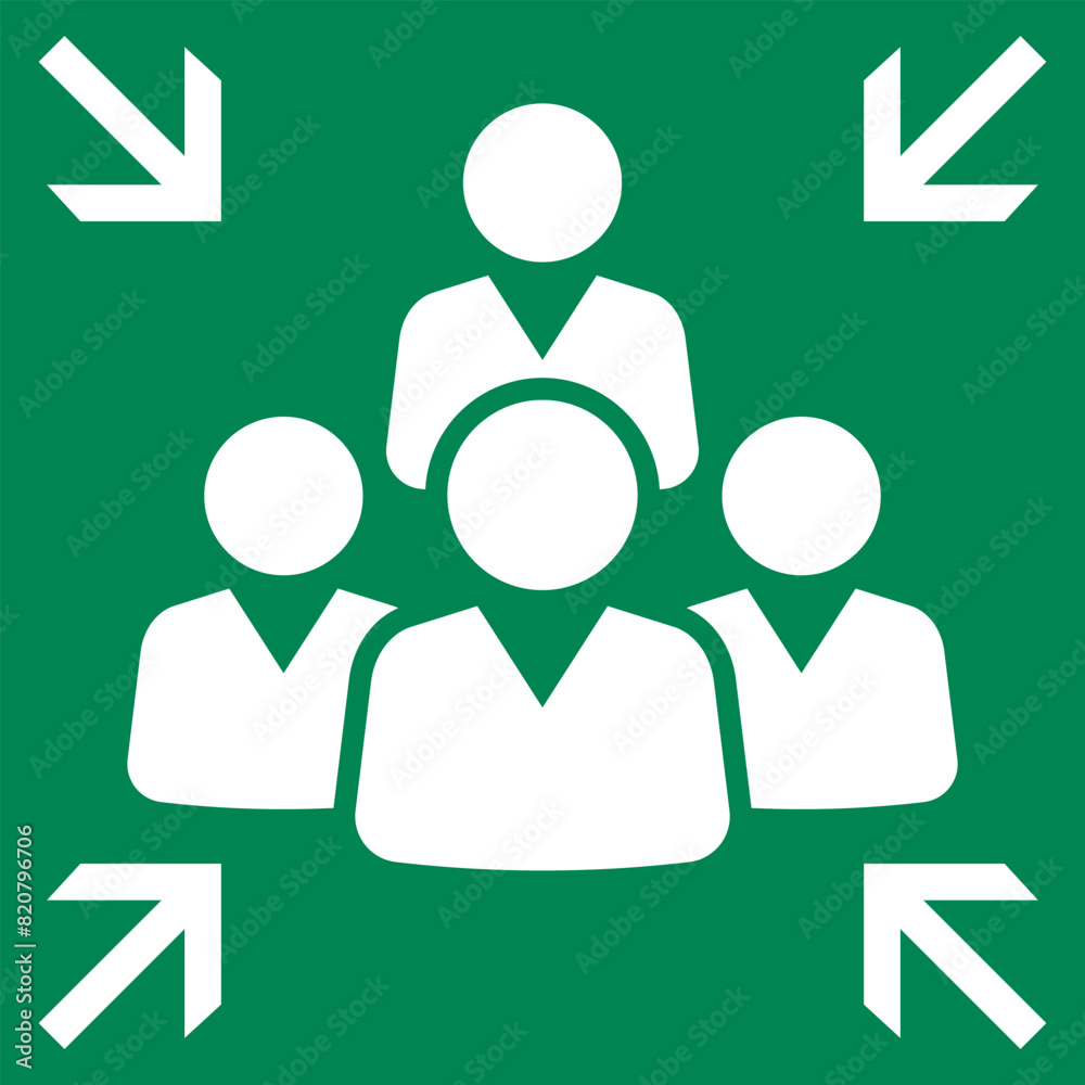 Emergency evacuation assembly point sign. Assembly point icon. Safety ...