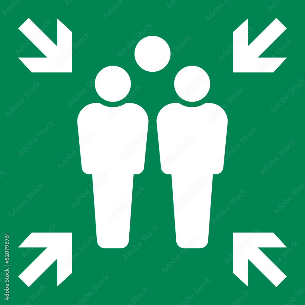 Emergency evacuation assembly point sign. Assembly point icon. Safety ...