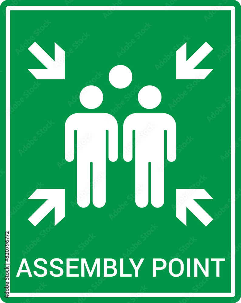 Emergency evacuation assembly point sign. Assembly point icon. Safety ...