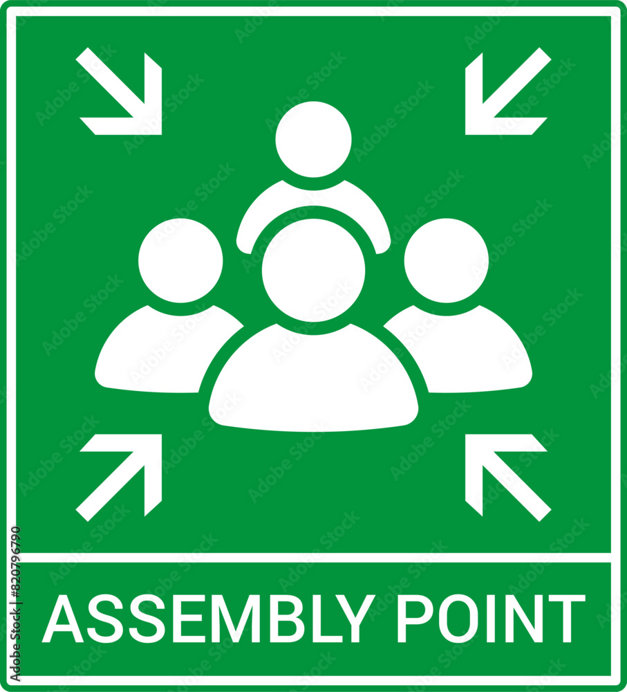 Emergency evacuation assembly point sign. Assembly point icon. Safety ...