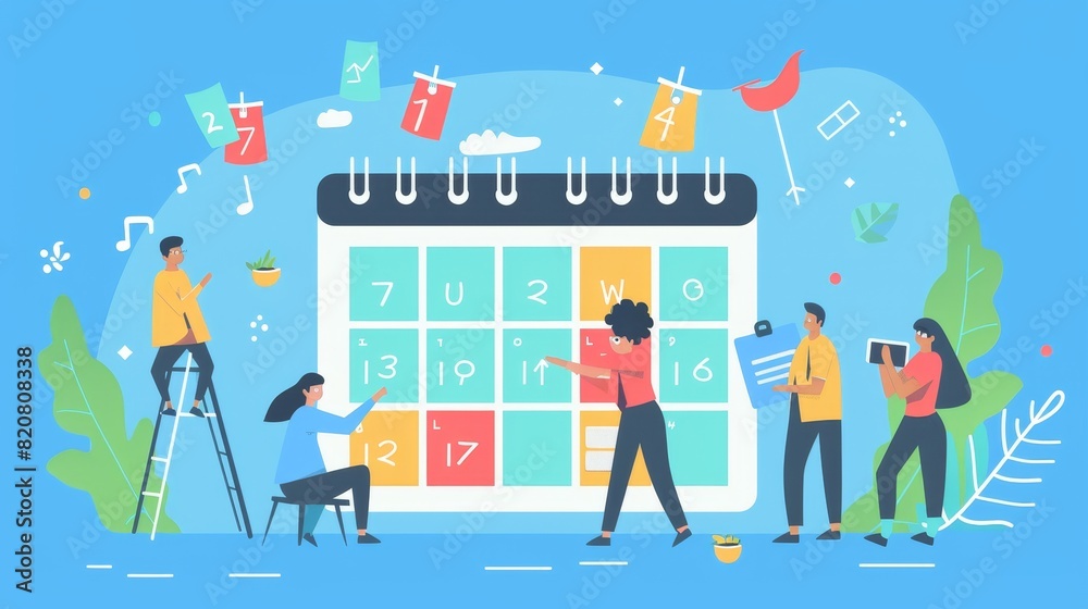 Employees mark events and tasks on daily planners to manage their work ...