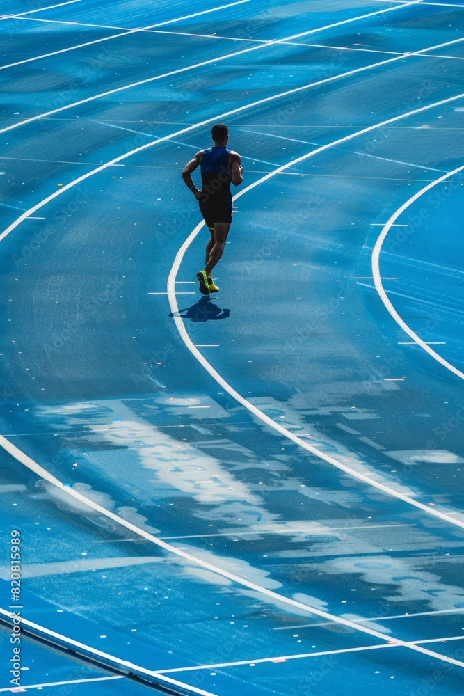 Atleta profesional aislado en la pista de atletismo, pista de atletismo ...