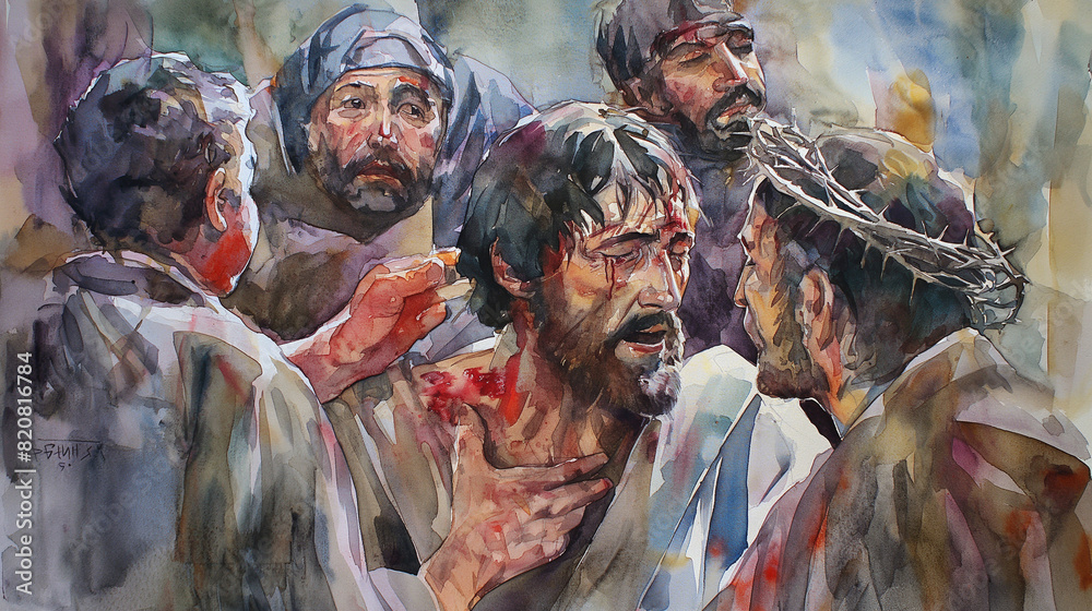 the Incredulity of Saint Thomas. Doubting Thomas. Jesus showing his ...