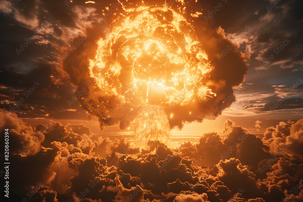 Generative ai on theme of scary nuclear explosion in outdoor, mushroom ...