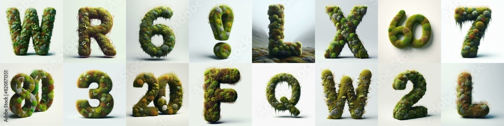 Blend Grass and Moss Lettering Typeface. AI generated illustration ...