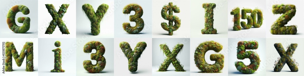 Blend Grass and Moss Lettering Typeface. AI generated illustration ...