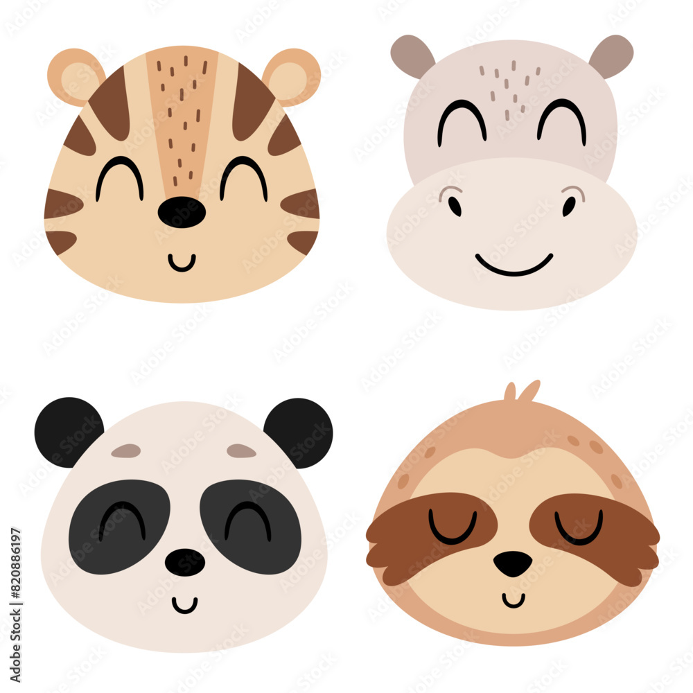 Jungle animal clipart. Animal faces clipart. Safari animal head clip ...