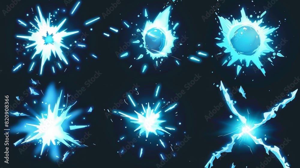 Star explosion sprite sheet isolated on black background. Modern ...