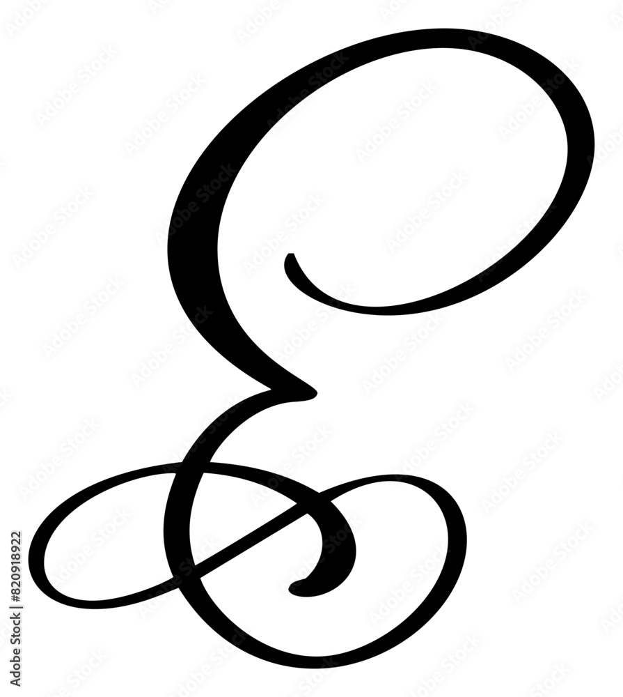 Hand drawn vector calligraphy letter E. Script font logo. Handwritten ...