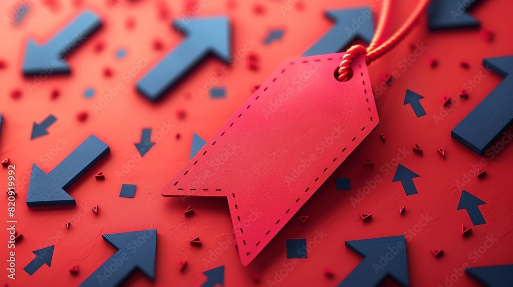 Competitive Pricing Strategy A 3D price tag with arrows indicating ...