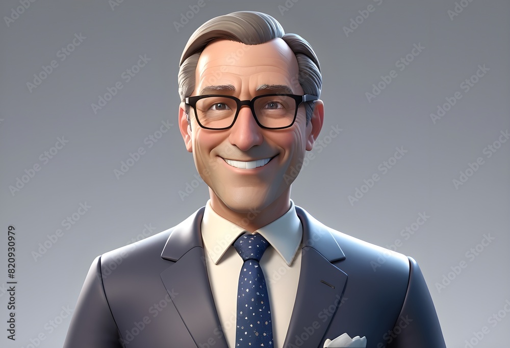 Cartoonistic 3d male executive company owner corporate manager in his ...