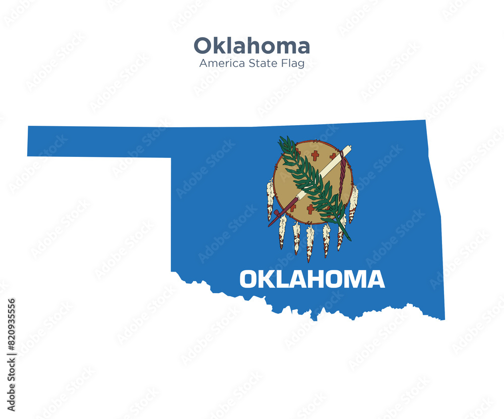Oklahoma flag and map.Flags of the U.S. states and territories. America ...