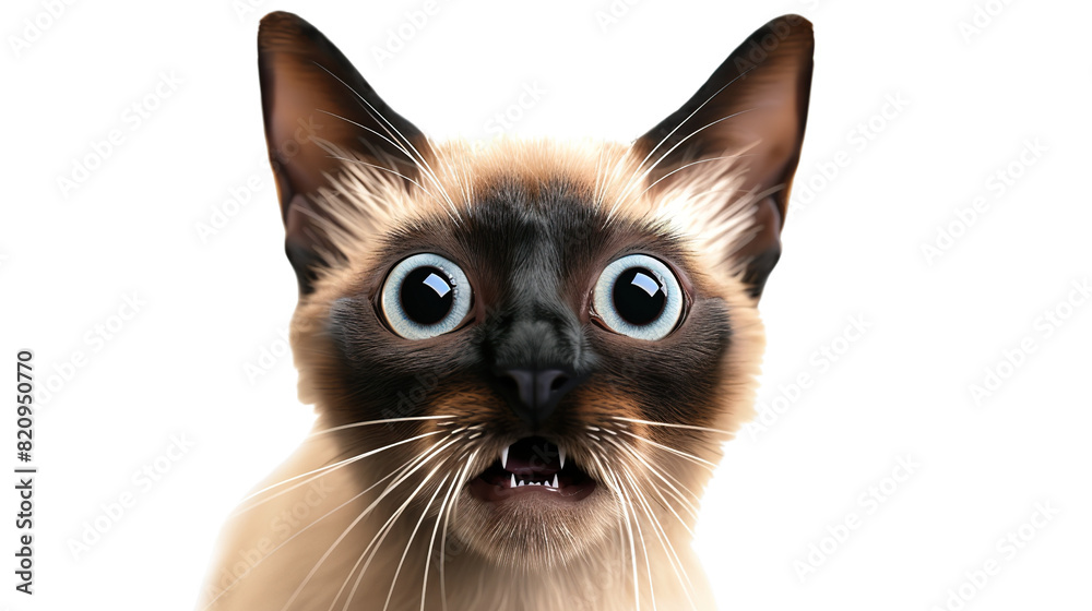 Siamese cat making a funny face on a transparent background Stock Photo ...