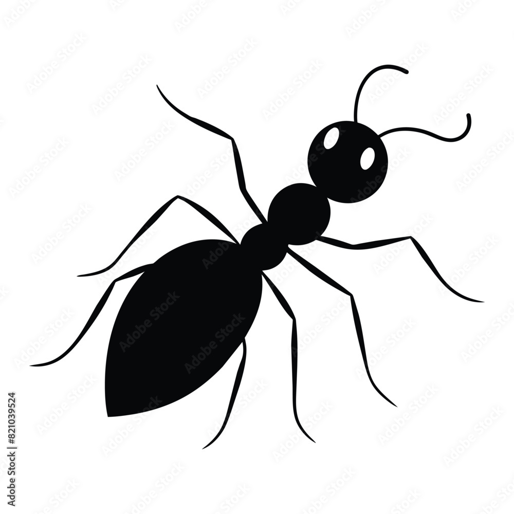 Ant Vector illustration of a black silhouette. Line art or outline ...
