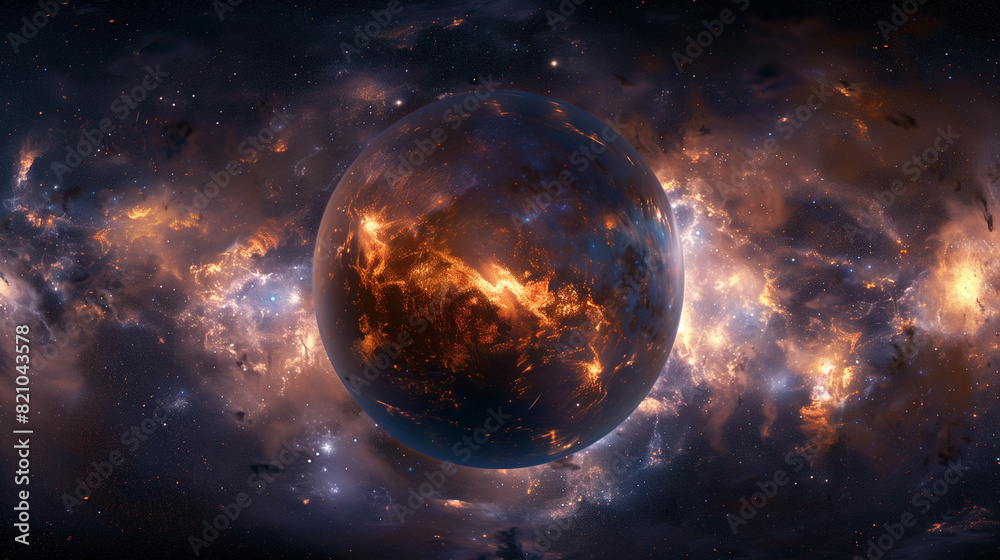 360 degree space background with nebula and stars, equirectangular ...