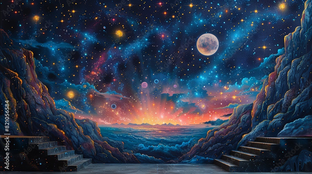Astronomy Background, Stage with a cosmic theme featuring stars and ...