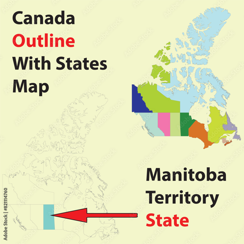 Manitoba , state, map, outline, canada ,vector, canada state map ...