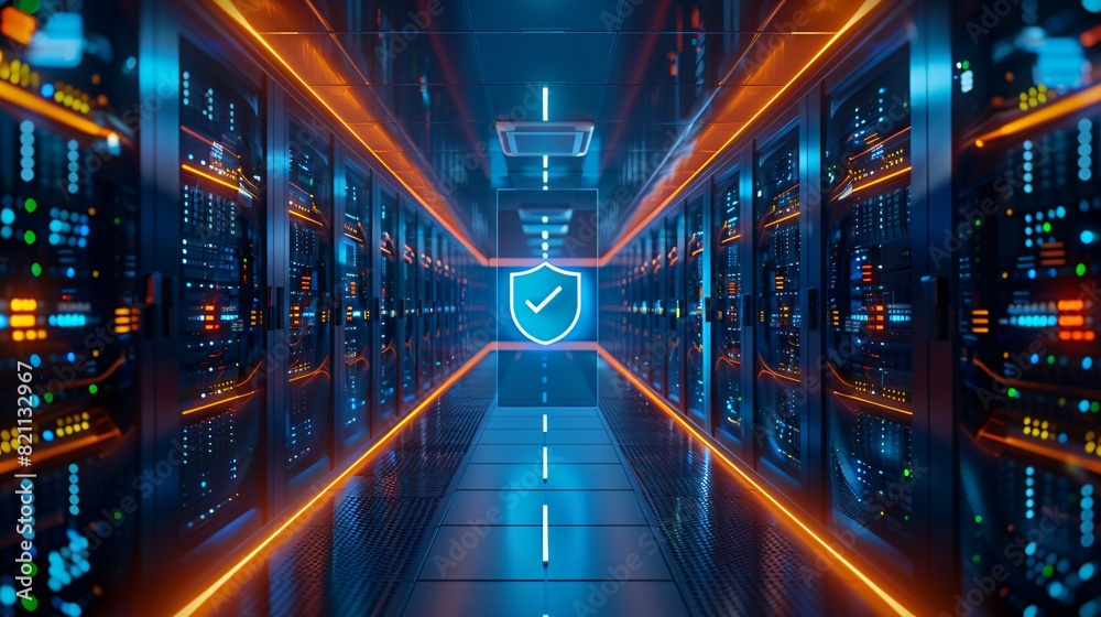 Abstract technology background with check mark icon. Futuristic data ...