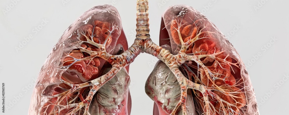 A comprehensive and realistic image of the inner lungs, offering a ...