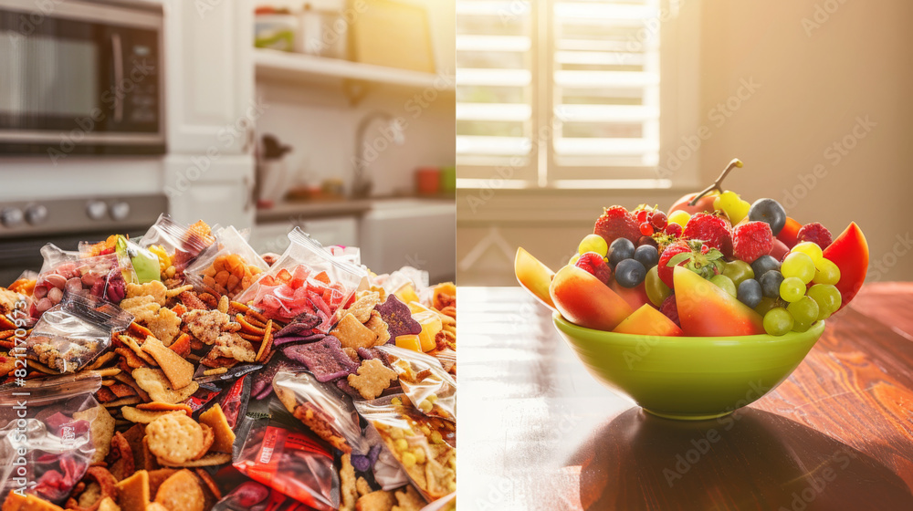 award winning photography, billboard advertisement, Processed Snacks vs ...