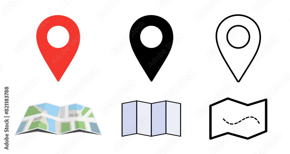 Set of map pin location icons. Template for colored icons for location ...
