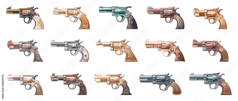 Стоковое векторное изображение «Cartoon Antique Pistols and Revolvers ...