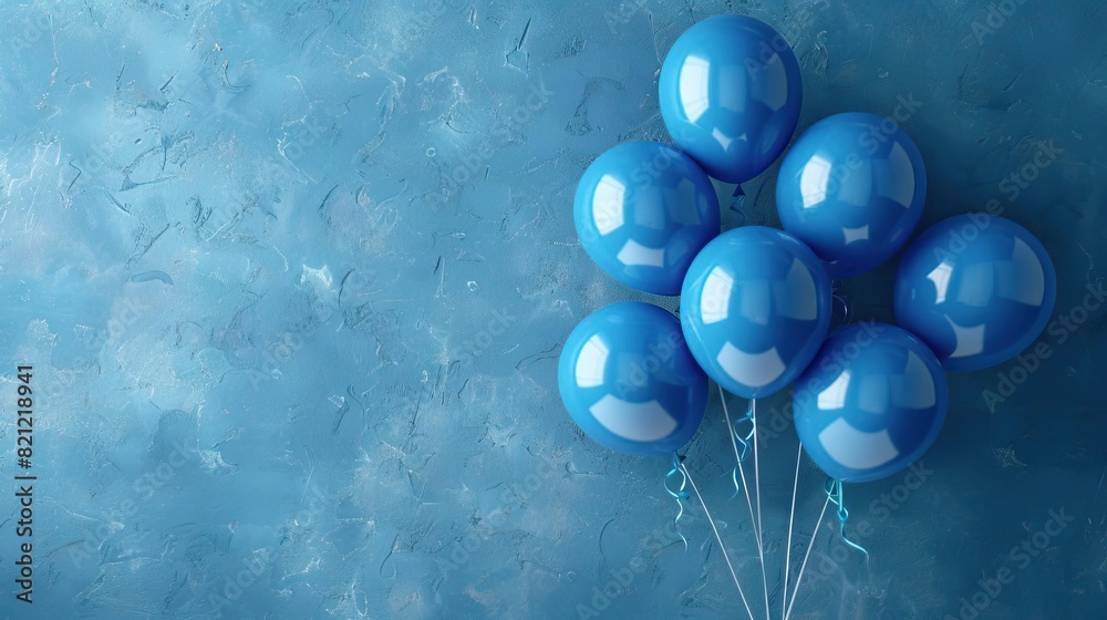 Bunch of blue balloons against a light blue textured background ...
