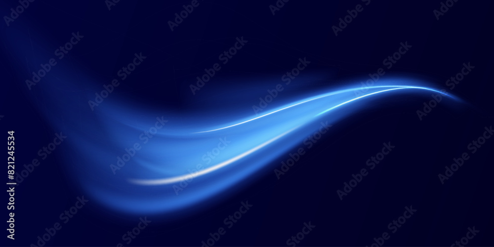 Blue wind waves effect. Abstract light motion trails with sparkles ...