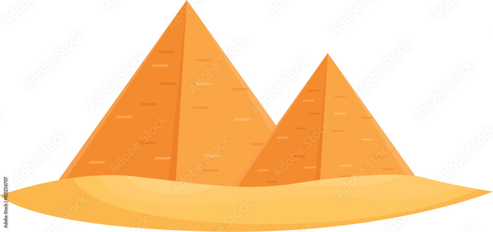 Colorful cartoon vector illustration of ancient egyptian pyramids in ...