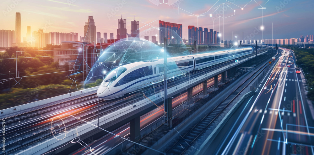 High-speed train network interface, visualizing the seamless ...