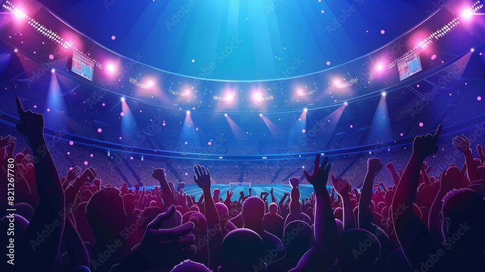 sports themed vector background . sports stadium filled with cheering ...