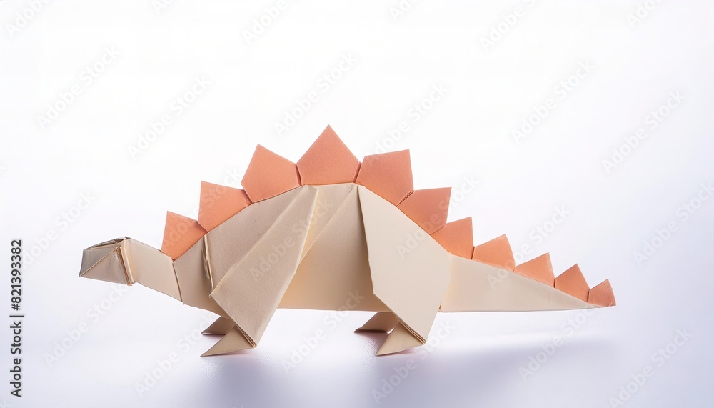 Animal extinct reptile or bird concept origami isolated on white ...