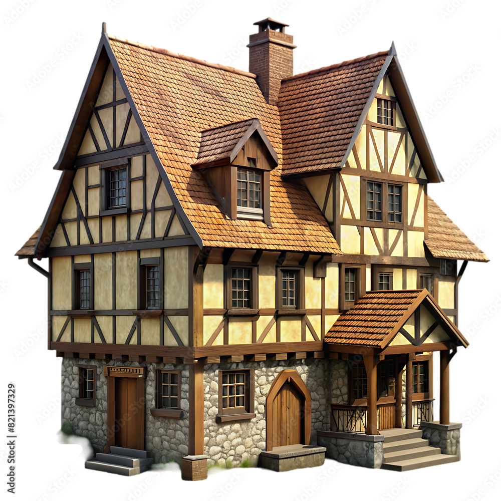 Tudor house isolated on transparent background Stock Illustration ...
