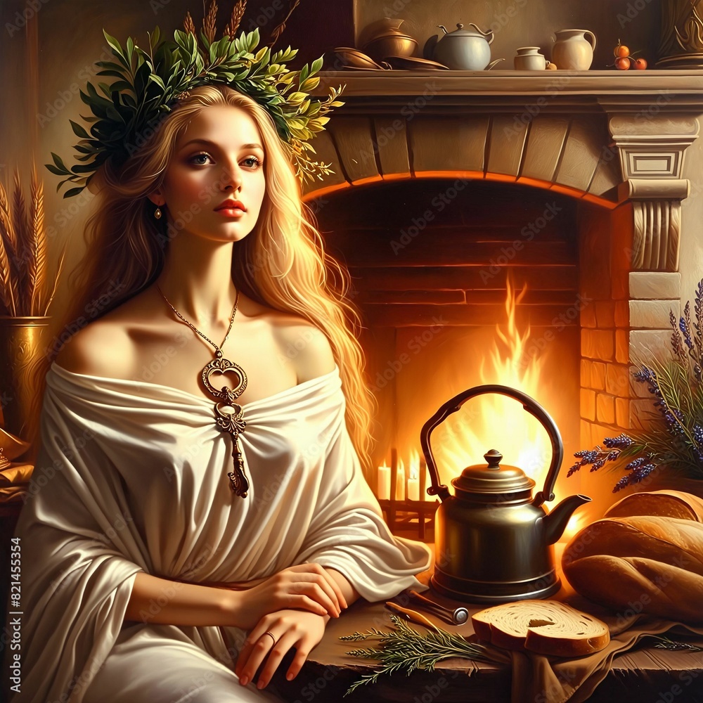 Hestia, the virgin goddess of the hearth and the home. Ancient Greek ...