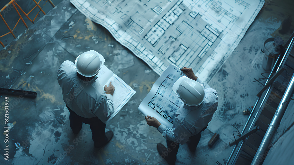 Construction Site Planning and Blueprinting, the initial stages of a ...