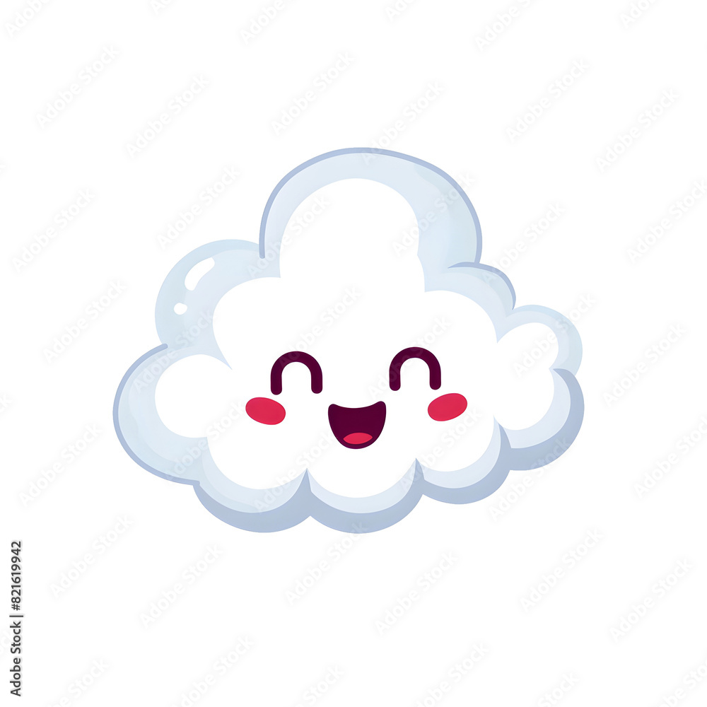 Cute cloud character isolated on transparent background. happy, sticker ...