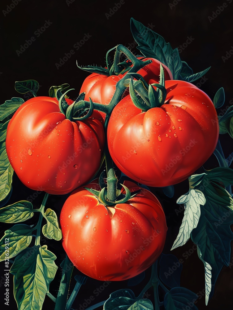 Design a detailed botanical illustration of hydroponically grown ...