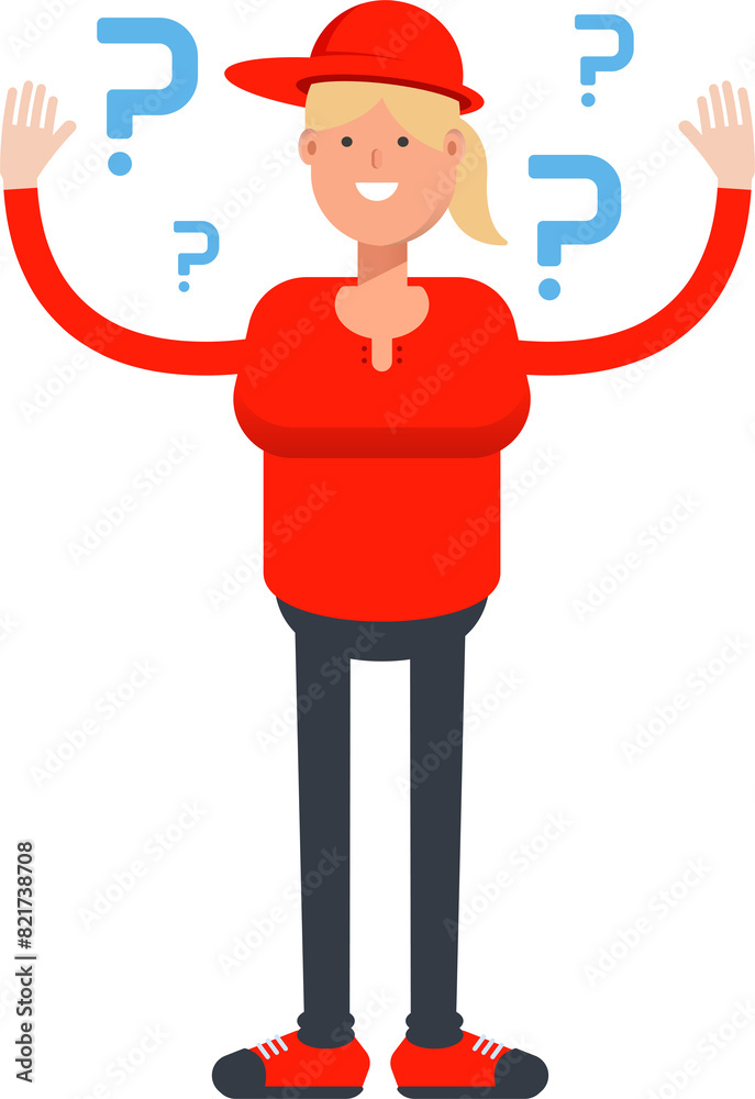 Girl Character and Question Marks Stock Illustration | Adobe Stock