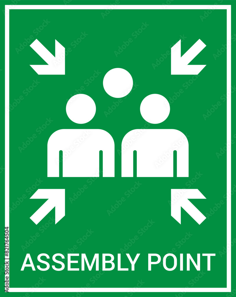 Vector de Stock Emergency evacuation assembly point sign. Assembly ...