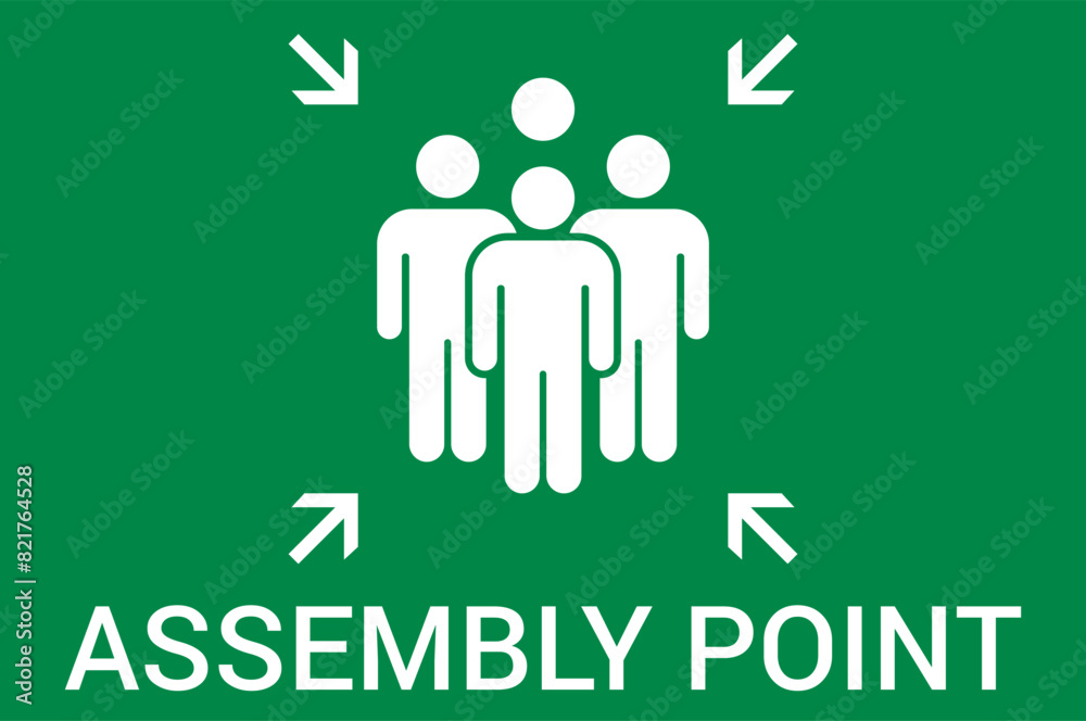 Emergency evacuation assembly point sign. Assembly point icon. Safety ...