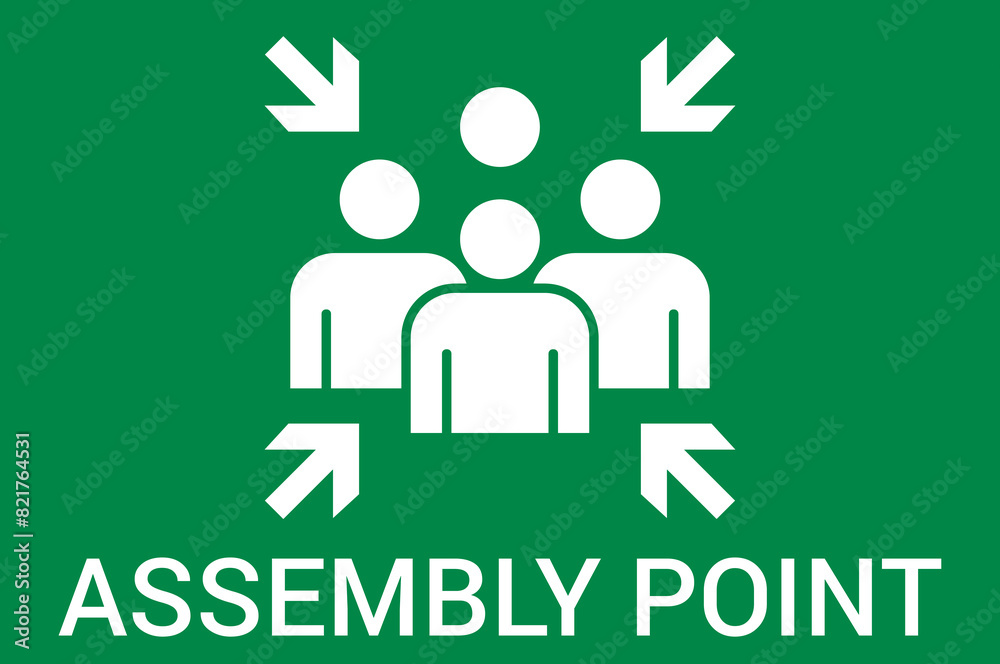 Emergency evacuation assembly point sign. Assembly point icon. Safety ...