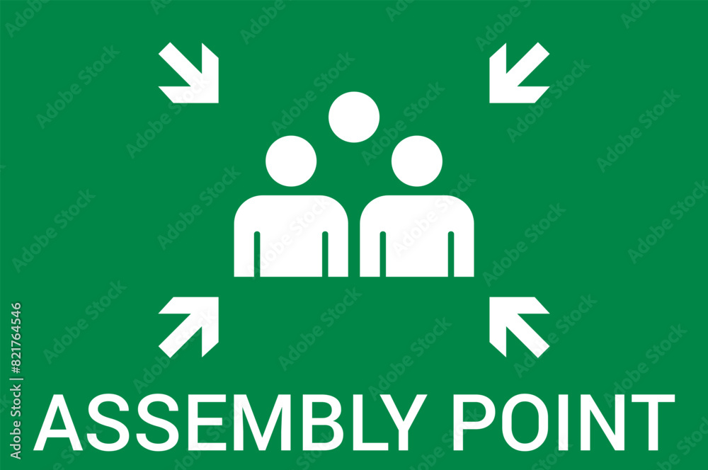 Emergency evacuation assembly point sign. Assembly point icon. Safety ...