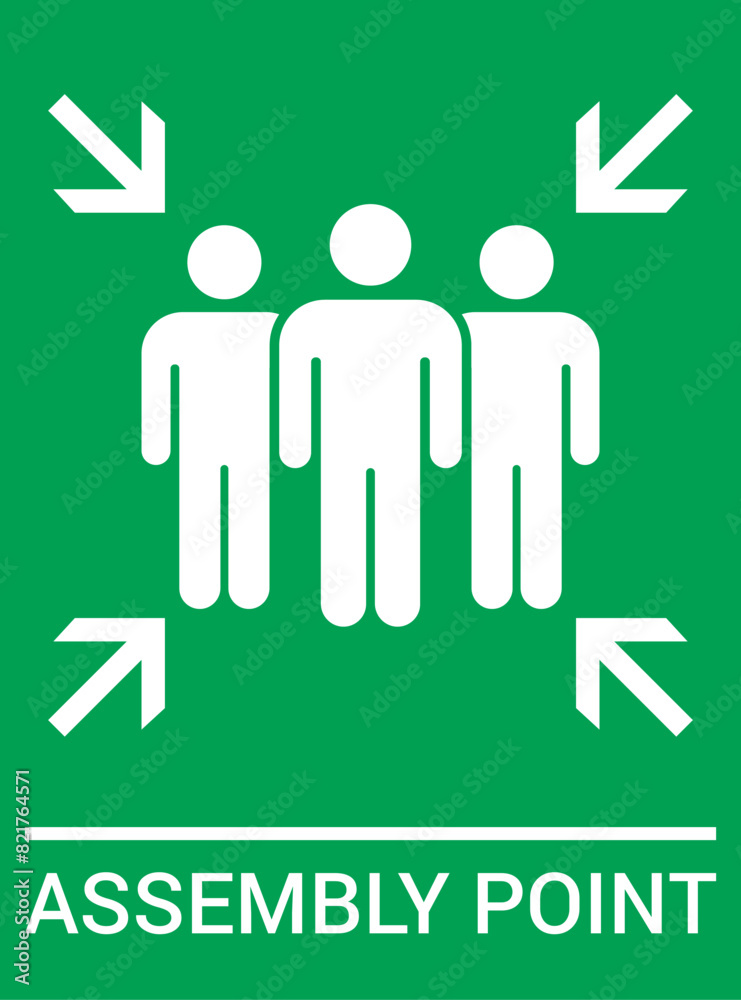 Emergency evacuation assembly point sign. Assembly point icon. Safety ...