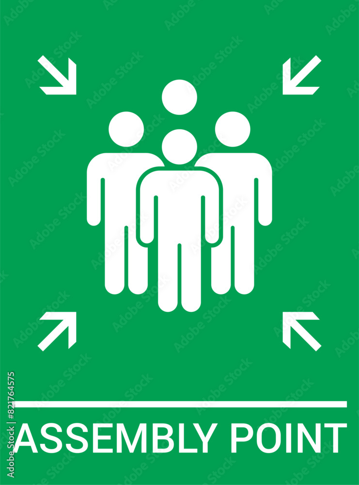 Emergency evacuation assembly point sign. Assembly point icon. Safety ...