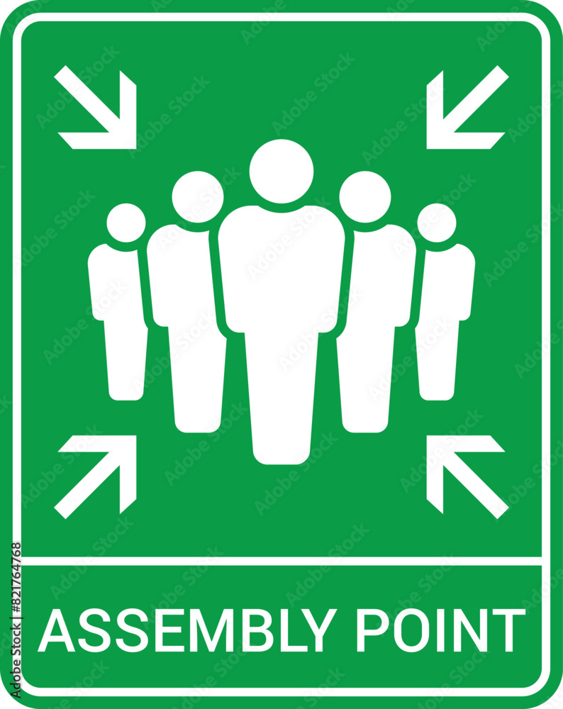 Vector de Stock Emergency evacuation assembly point sign. Assembly ...