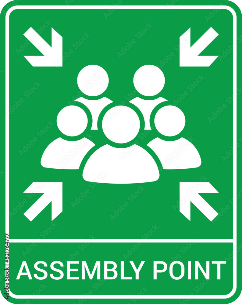 Vector de Stock Emergency evacuation assembly point sign. Assembly point icon. Safety Signs ...
